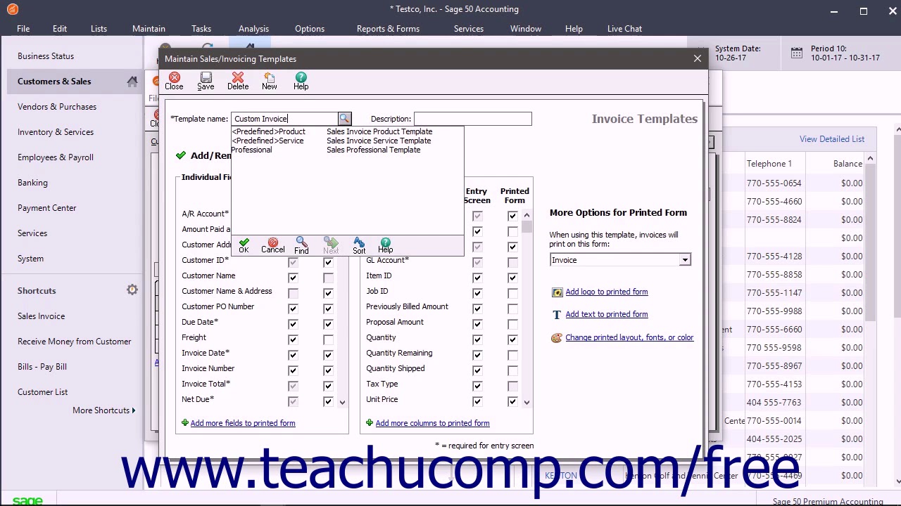 Sage 50 2018 Tutorial Modifying Task Window Screen Templates Sage Training