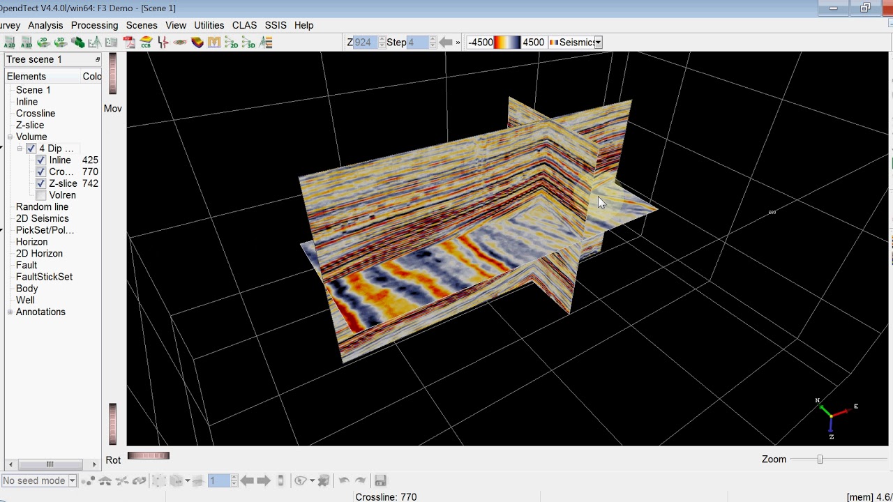 Basic example of HowTo Visualize a 3D Volume in OpendTect