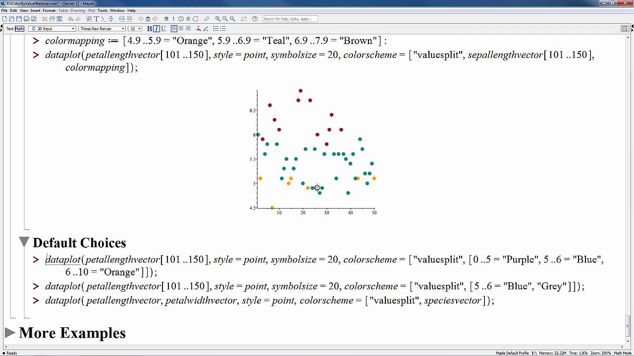 Maple 2016: Coloring Points by Value