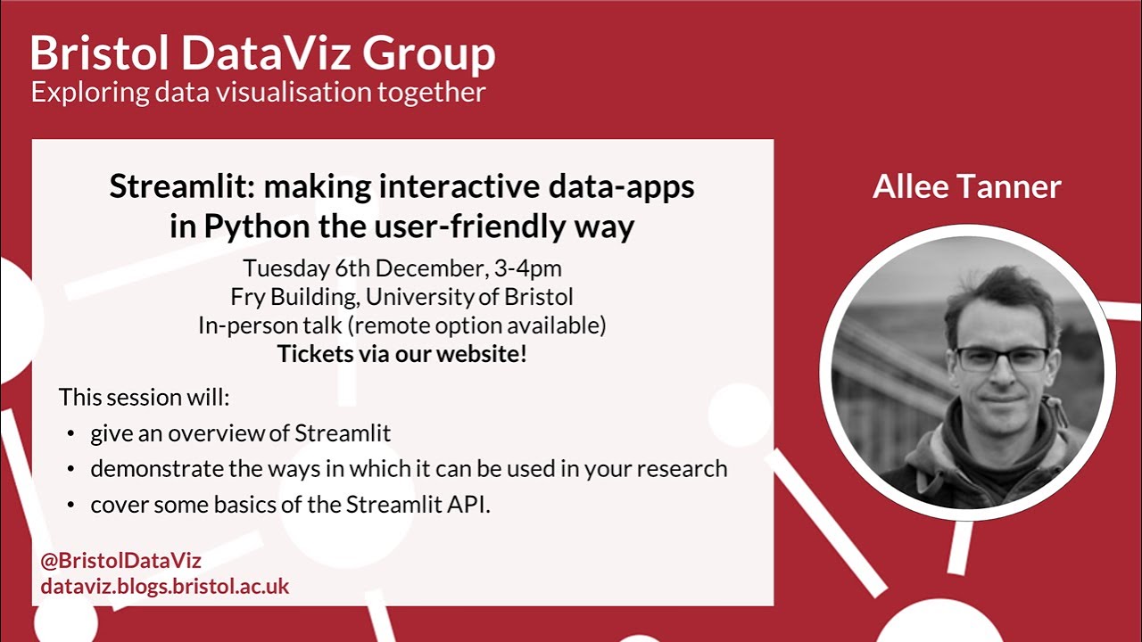Bristol DataViz Group – Streamlit: making interactive data-apps in Python (6th December 2022)