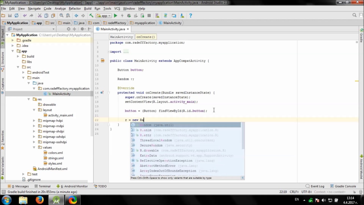 Develop simple Random Color Generator in Android Studio