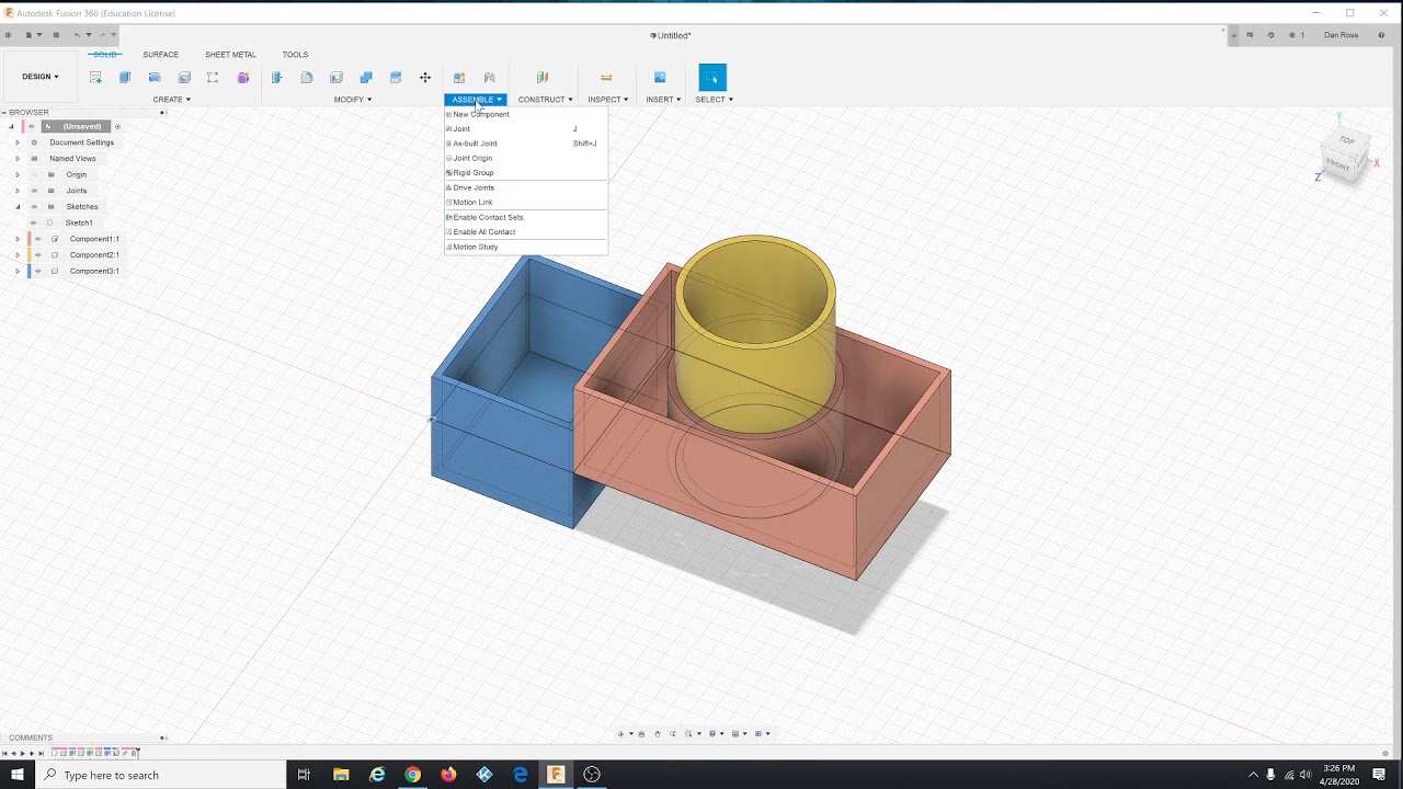 Fusion 360 Assembly Tutorial 1 - Top Down Assemblies