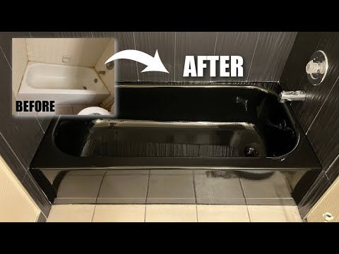 AMAZING TRANSFORMATION | How to Reglaze a Bathtub To Black from White! Bathtub Reglazing Process