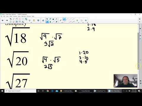ALGEBRA - Simplifying "Non-Perfect" Square Roots (U10L4 - Prerequisite)
