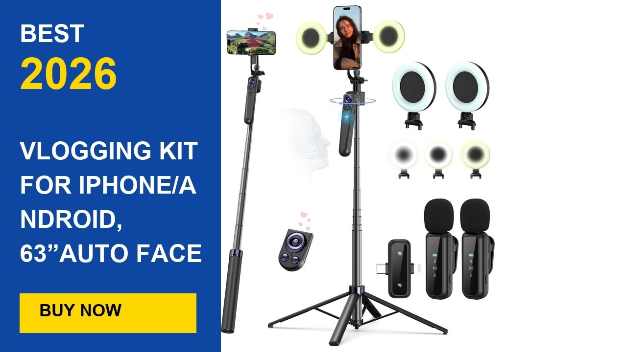 Vlogging Kit for iPhone/Android, 63”Auto Face Tracking Tripod Review 2026 in 2026 - Expert Reviews