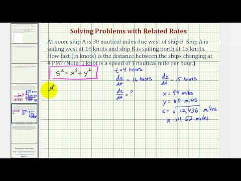 Ex: Related Rates Problem — Rate of Change of Distance Between Ships ...
