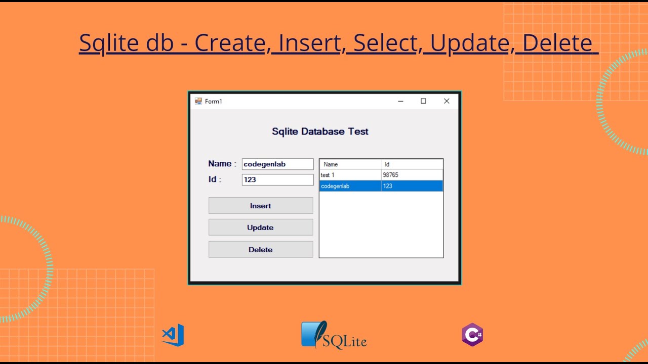 C# SQLite  insert, update, delete data | Source Code
