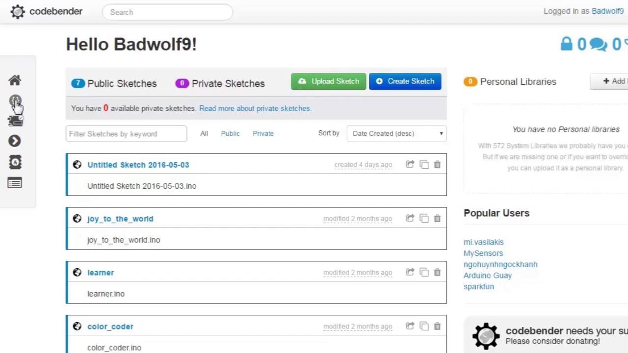 codebender.cc - How to navigate