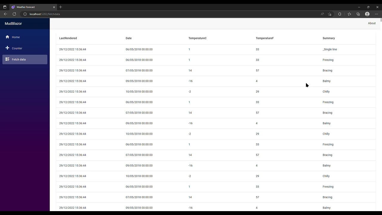 Blazor grid comparison with 1,000 items -  MudBlazor