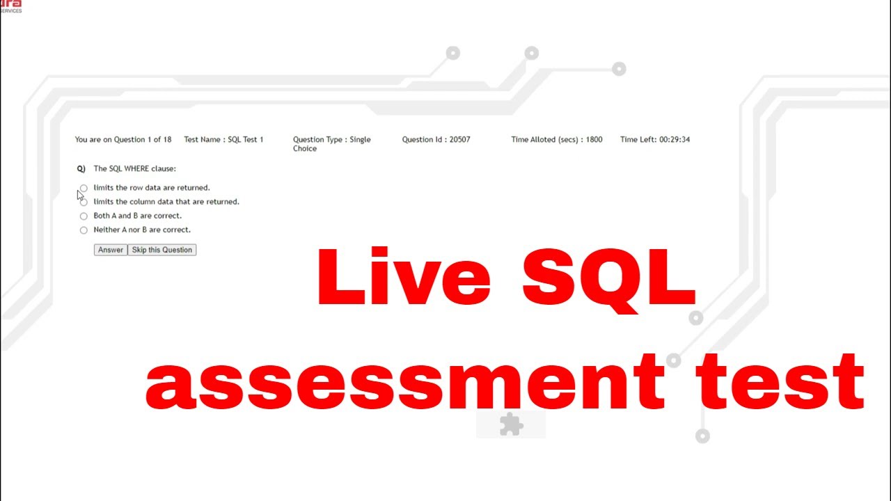 Live SQL assessment test  ||Tech M