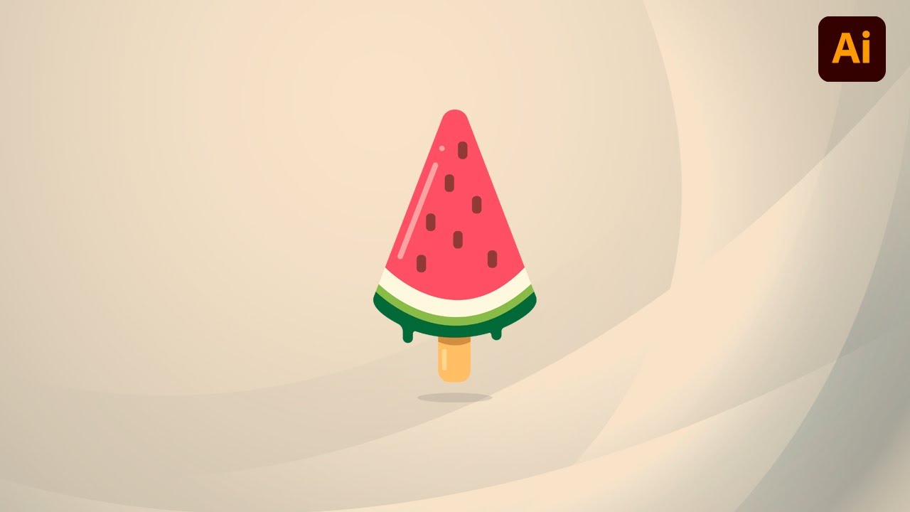 Flat Design Watermelon Icecream | Illustrator CC Tutorial