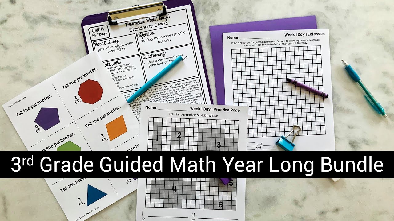 3rd Grade Guided Math Year Long Bundle Preview