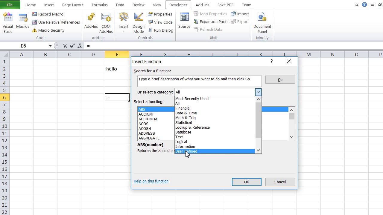 User Defined Functions in Excel with Visual Basic for Applications VBA