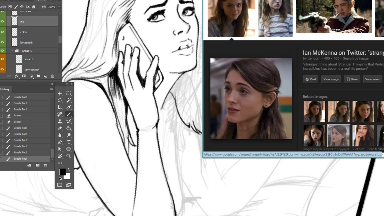 Drawing Nancy Wheeler from Stranger Things 2 - OK's Daily Comic Doodle