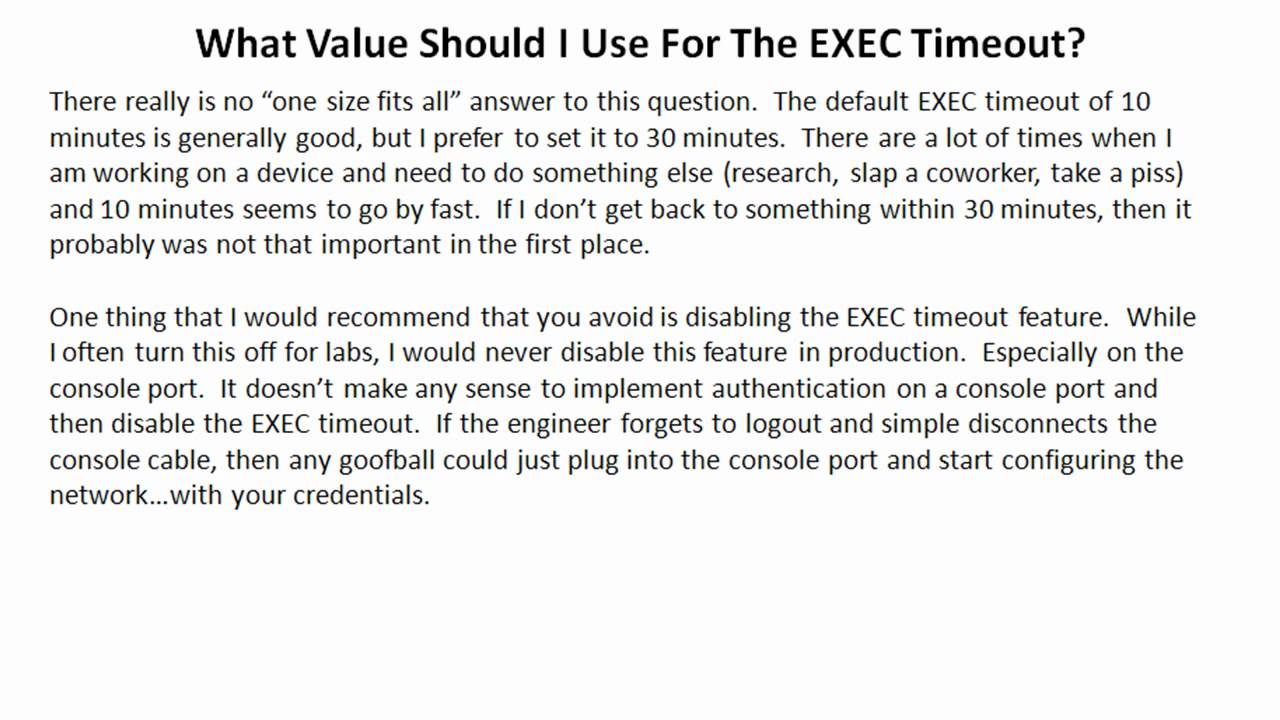 EXEC Timeout - Part 2