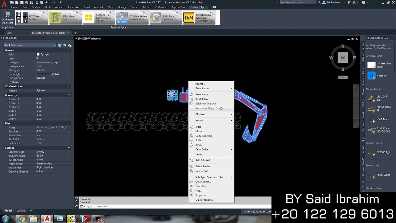 Excavator dynamic CAD block