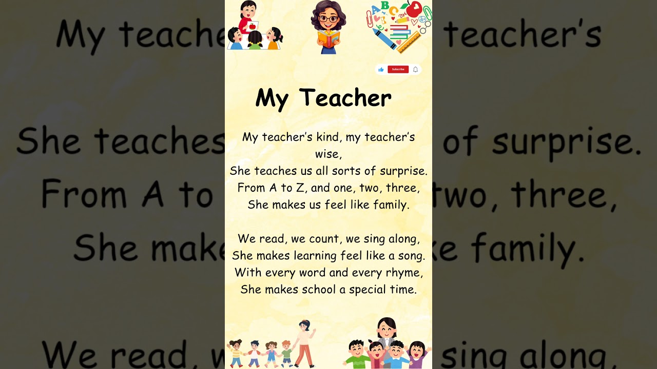 My Teacher| Poems in English | English poem for kids | #shorts