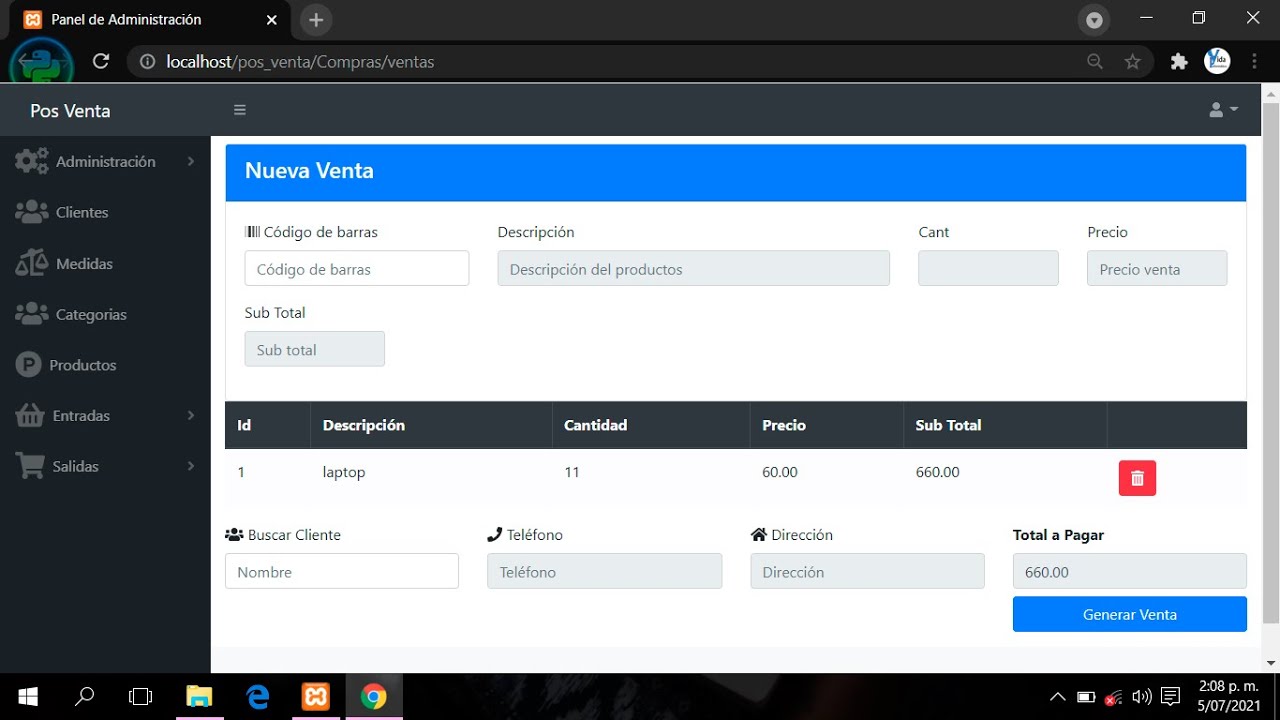 22. PHP, Javascript and MySQL sales system, Sales module