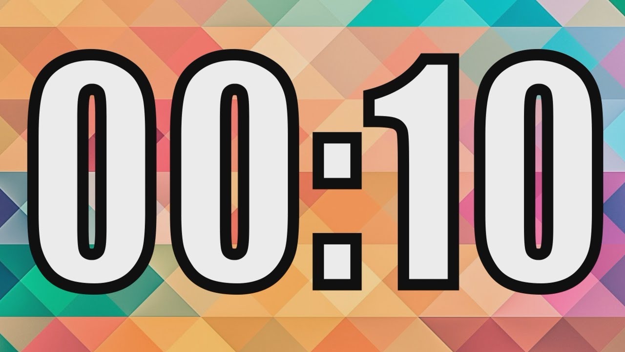 10 seconds timer with Colorful background. 10 seconds countdown with alarm sound at the end