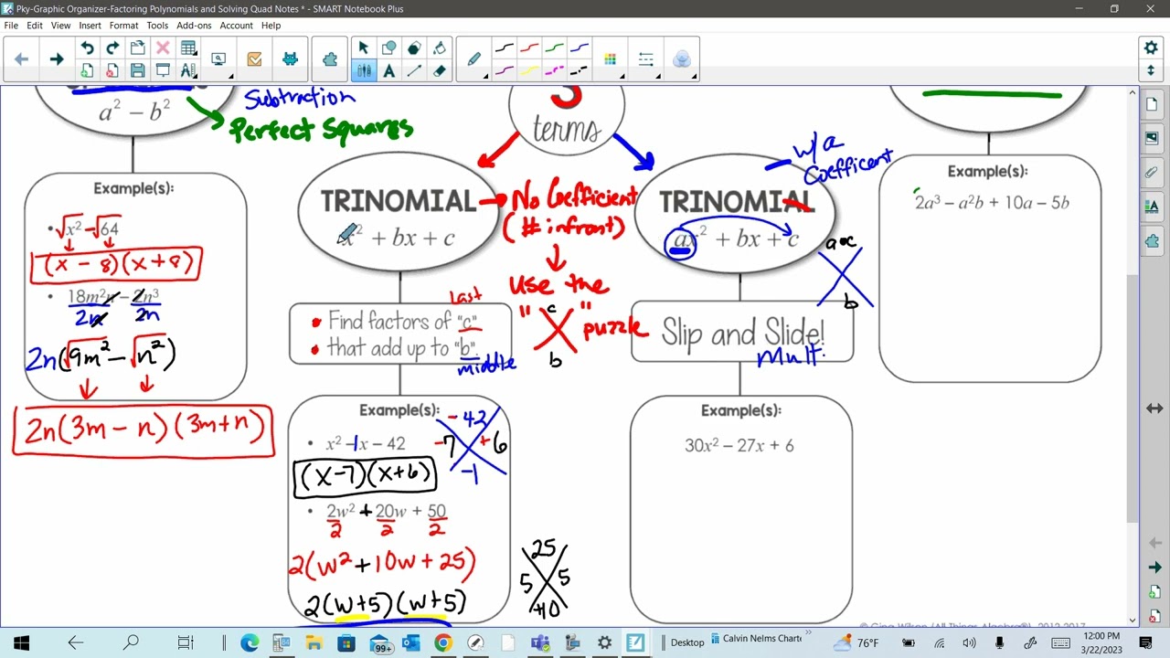Factoring Polynomials Graphic Organizer