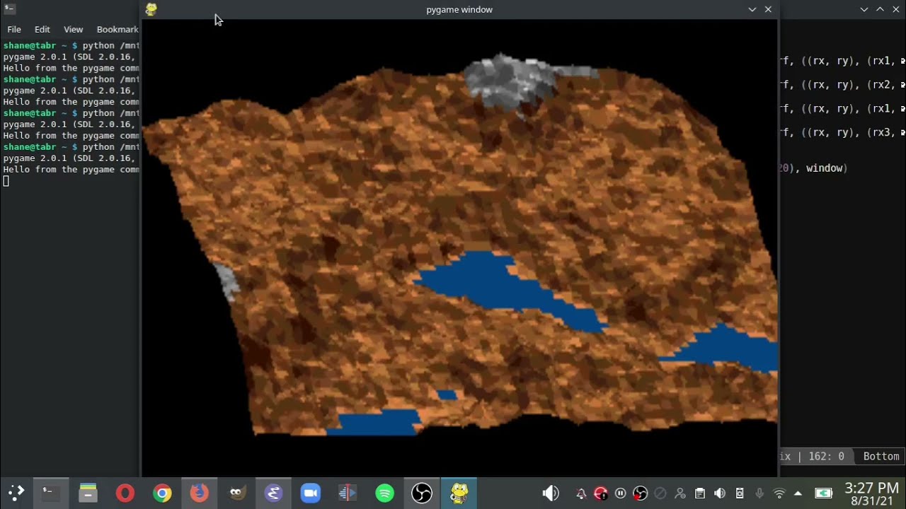 Fractal mountains in PyGame