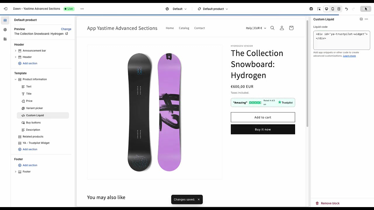 Trustpilot Widget - Yastime Advanced Sections