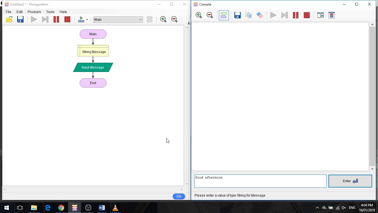 Using Flowgorithm to create a variable