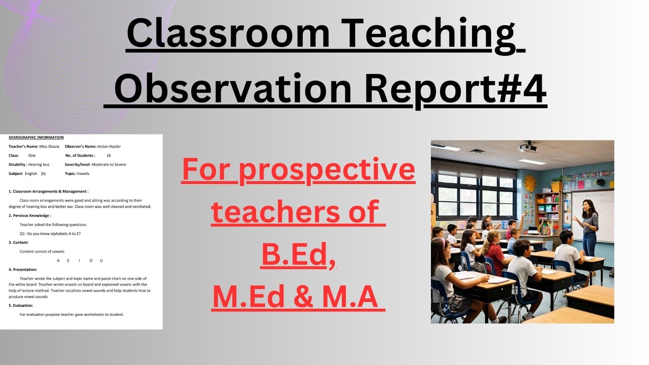 Classroom observation |B.Ed| M.Ed| M.A | special Education|Grade:One| SSt