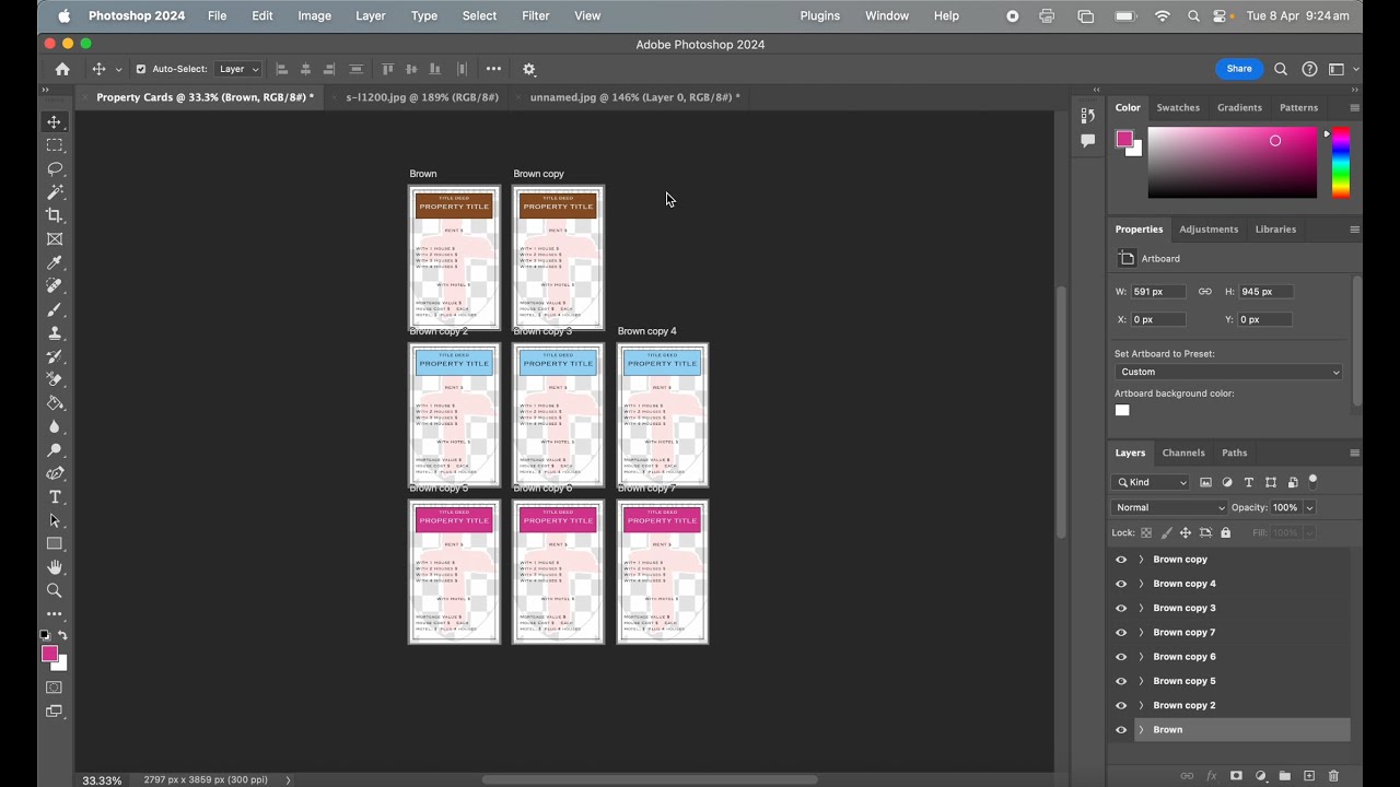 Creating Property Cards for Monopoly Project