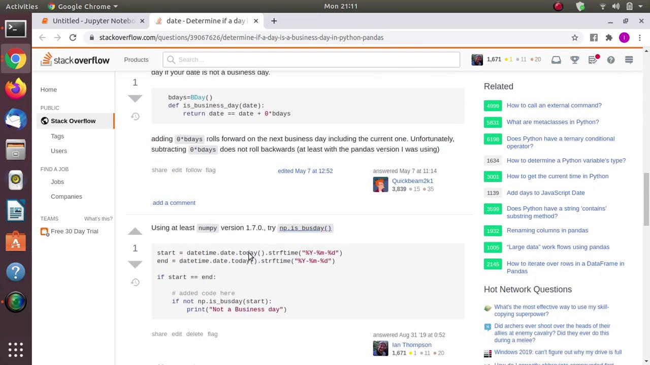 StackOverflow Question 2: Determine if a day is a business day in Python / Pandas