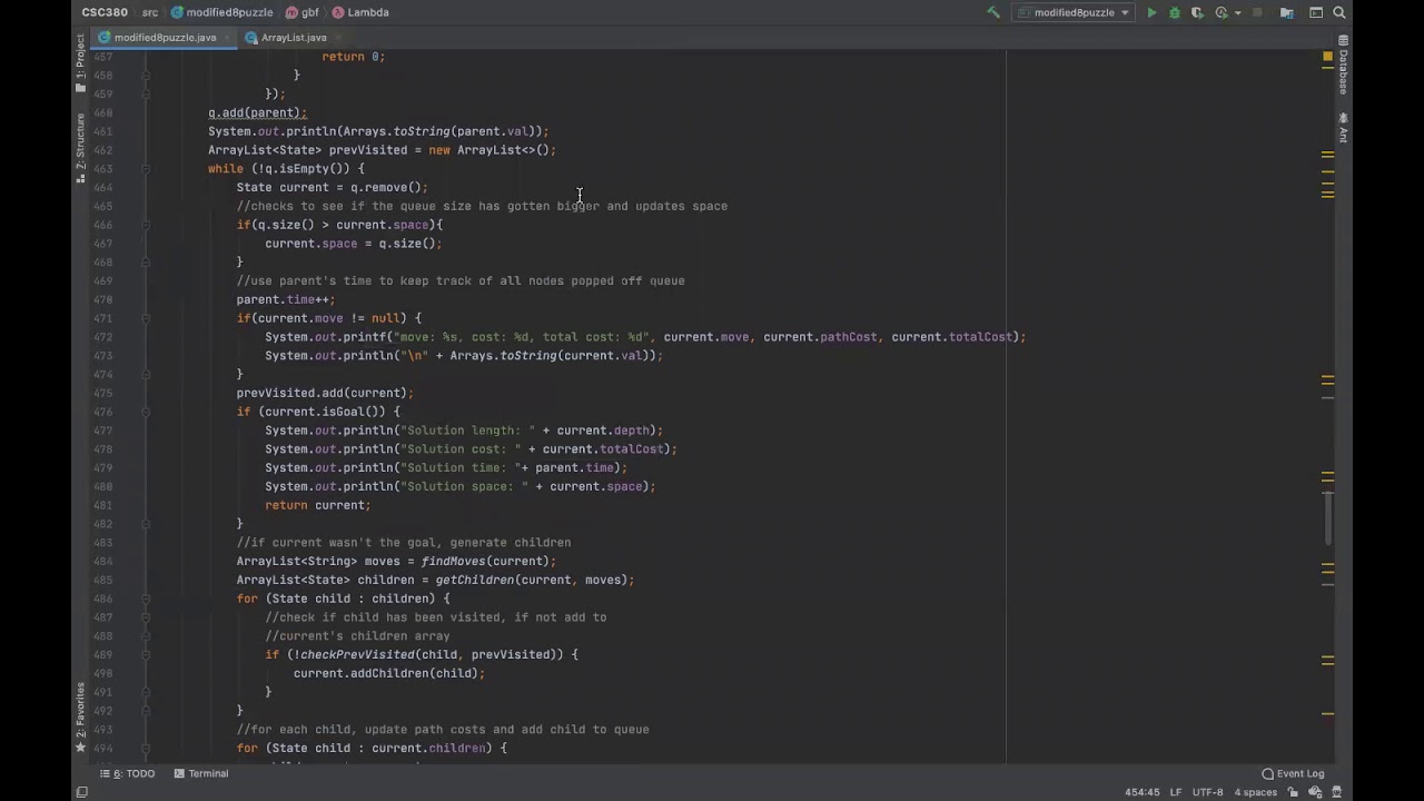 CSC 380 Modified 8 Puzzle in Java