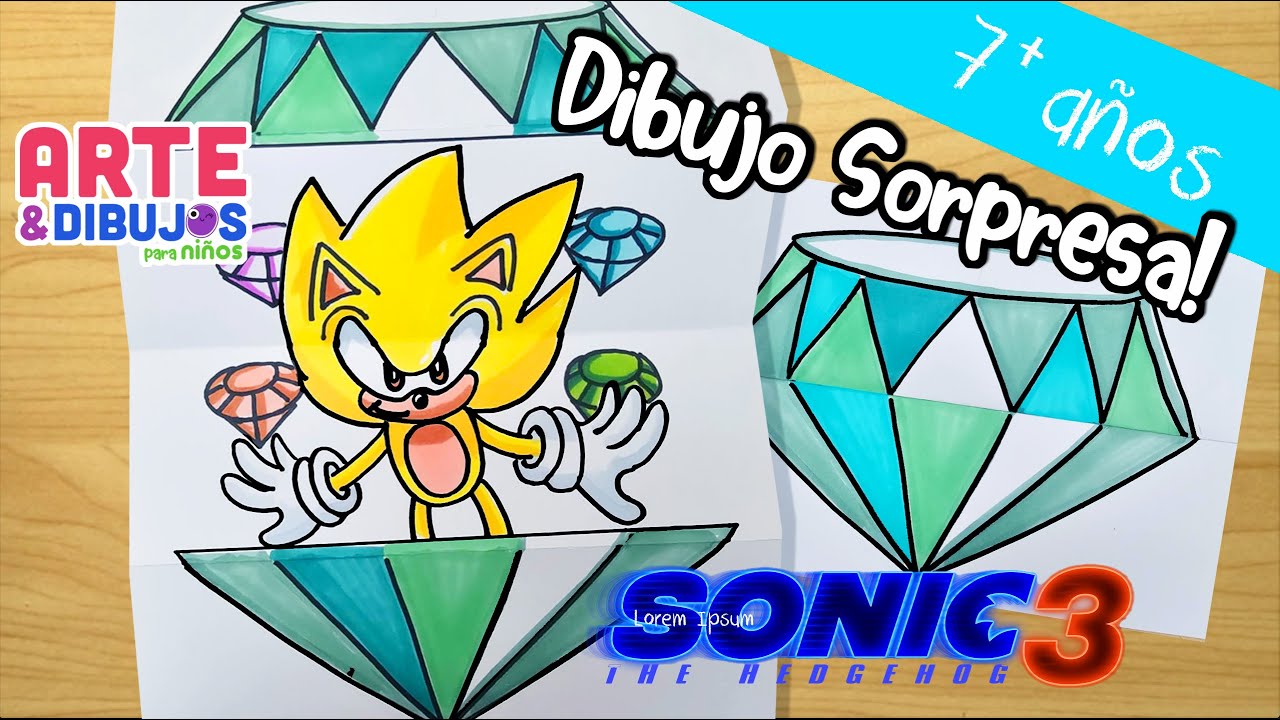 Como dibujar SONIC 3 | DIBUJO SORPRESA | Arte y Dibujos para Niños