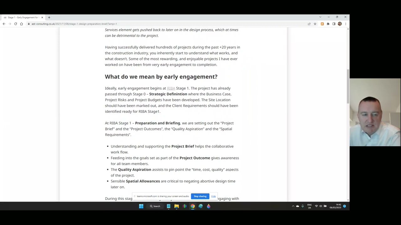 RIBA work stage 1 Design – Preparation and Brief - MEP M&E building services bitesize shorts