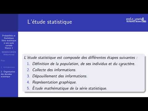 Statistique descriptive, Population, individus, série statistique à une seule variable, fréquence.