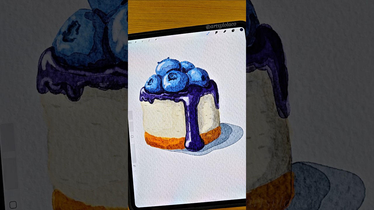 Blueberry Cheesecake 🫐 #procreate #shorts #art #watercolor