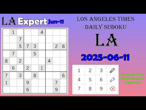 Los Angeles Times Daily Sudoku 2025-06-11 2173 Expert