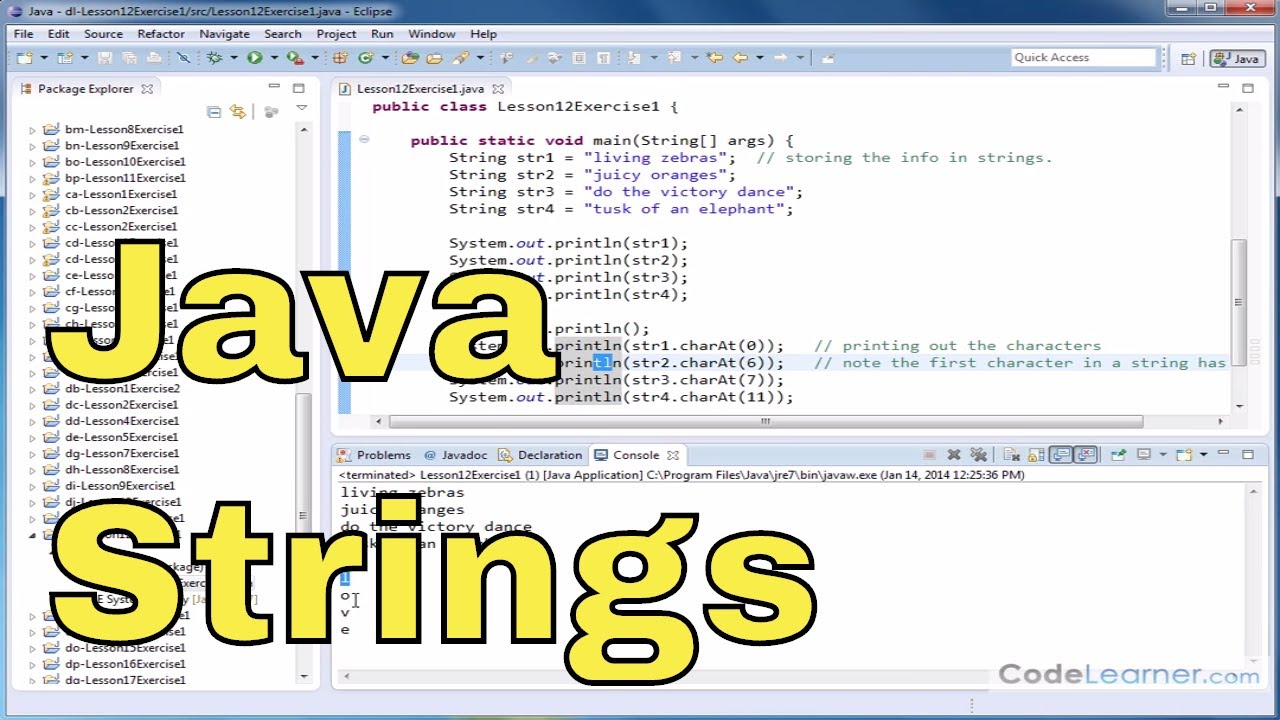 Learn Java - Exercise - 12x - Reading Characters from a String in Java