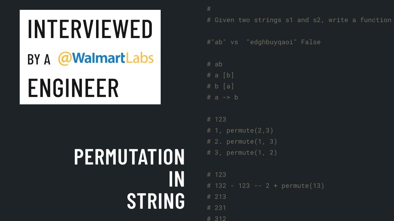 Python interview with a Walmart engineer: Permutation in string