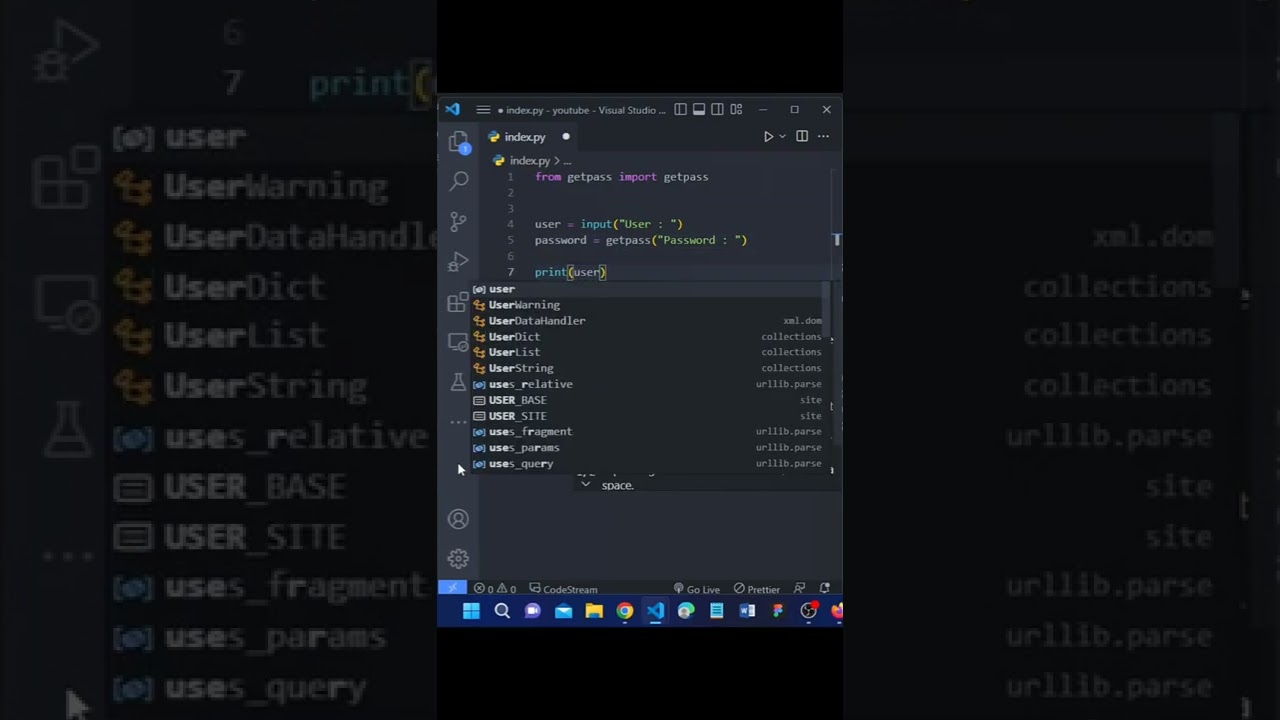 How to hide user input in Python #python #shorts