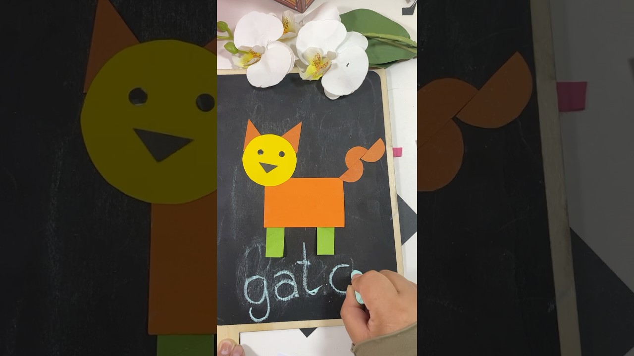 ¡GATO con FIGURAS GEOMÉTRICAS! 🐱🔺◼️ | Manualidad Fácil para Niños | Aprende Formas y Colores