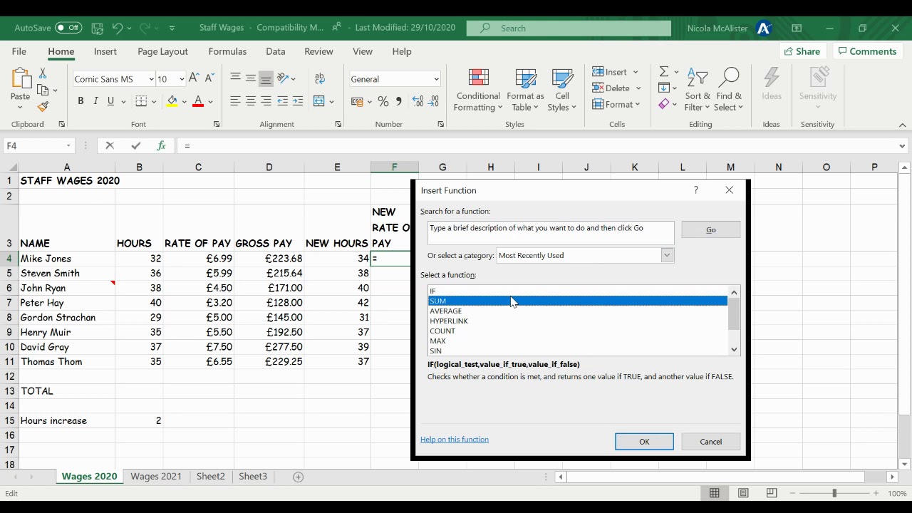 Staff Wages N5 Admin Spreadsheet