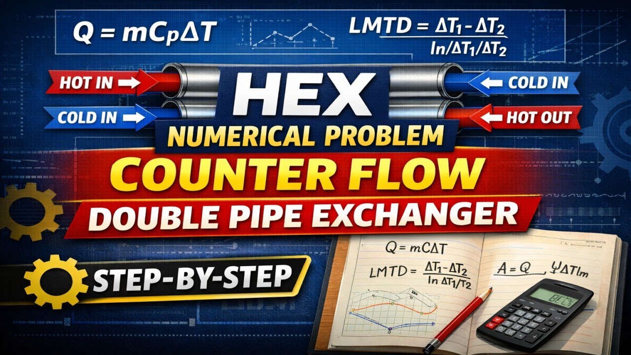 Counter Flow Double Pipe Heat Exchanger | Numerical Problem Solved Step-by-Step