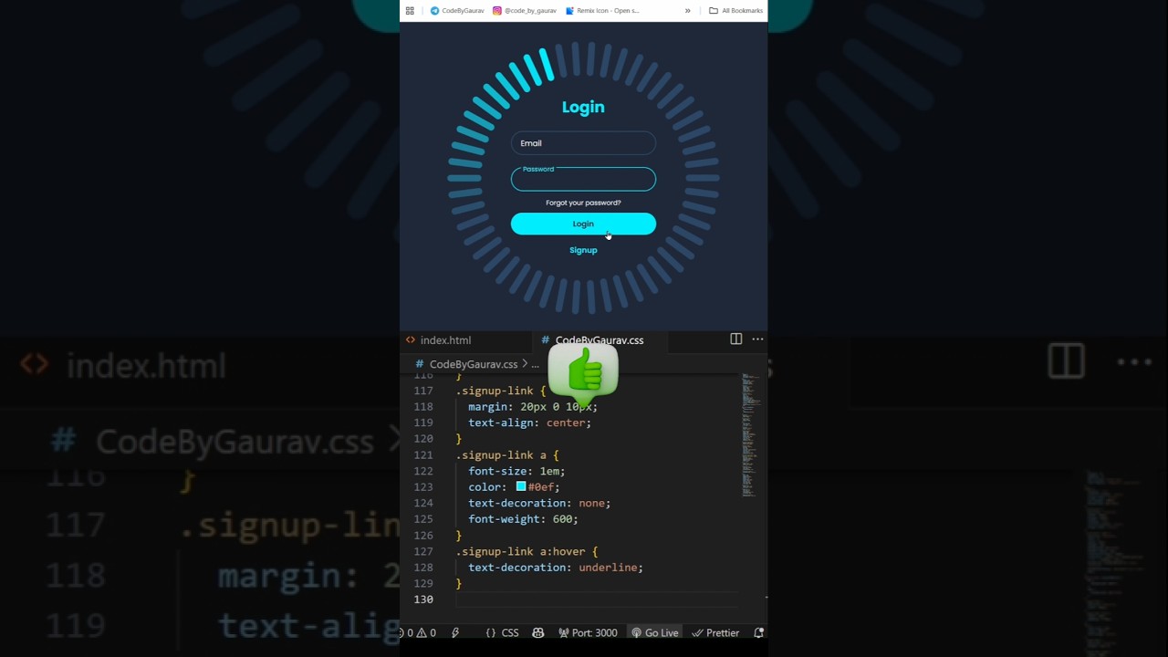🔐 Animated Login Form using HTML & CSS #webdevelopment #coding #htmlcss #shorts