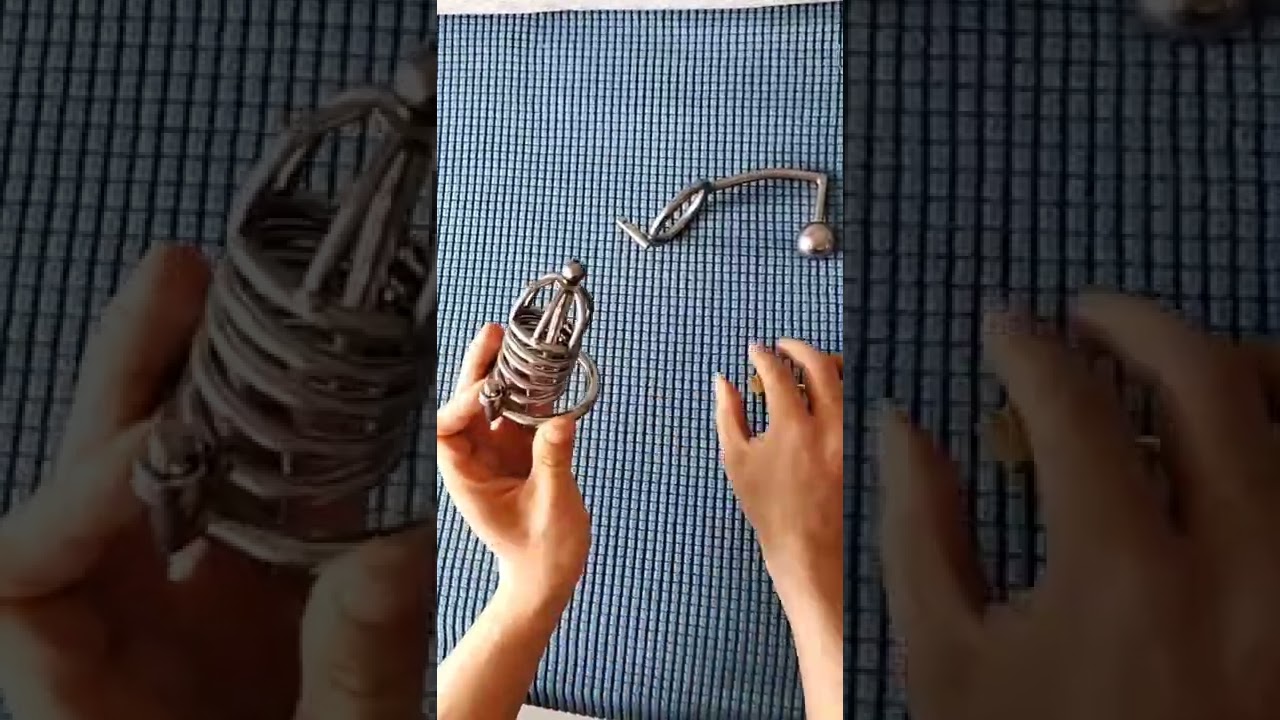 Metal Chastity Cage with Butt Plug Attachment and Urethral Catheter