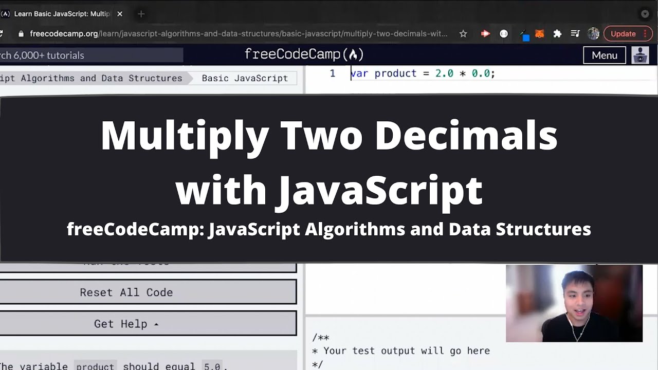 Multiply Two Decimals with JavaScript (Basic JavaScript) freeCodeCamp tutorial