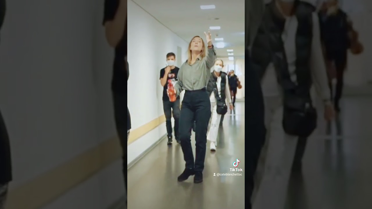 Cate Blanchett behind the scenes filming TÁR in the Dresden Philharmonie in Germany