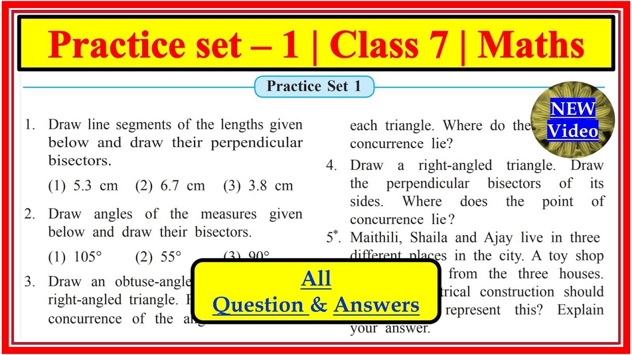 Practice set 1 class 7th maths | Chapter 1 Geometrical Constructions| std 7 maths| Maharashtra board