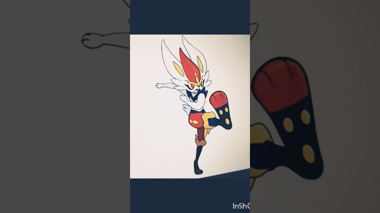 How To Draw Cinderace|Pokemon Sword and Shield.    7 year old #pokemonfanart  #cinderace .