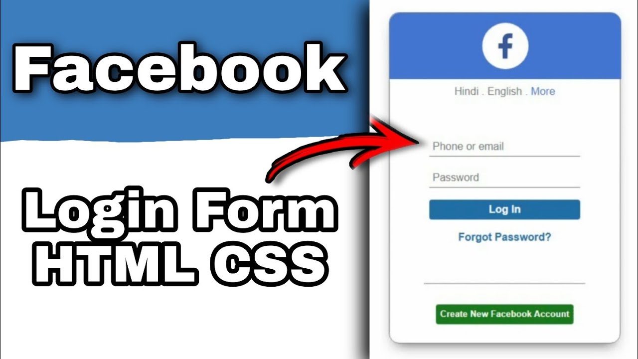 Create a facebook login page by using HTML, CSS || Login Form ||