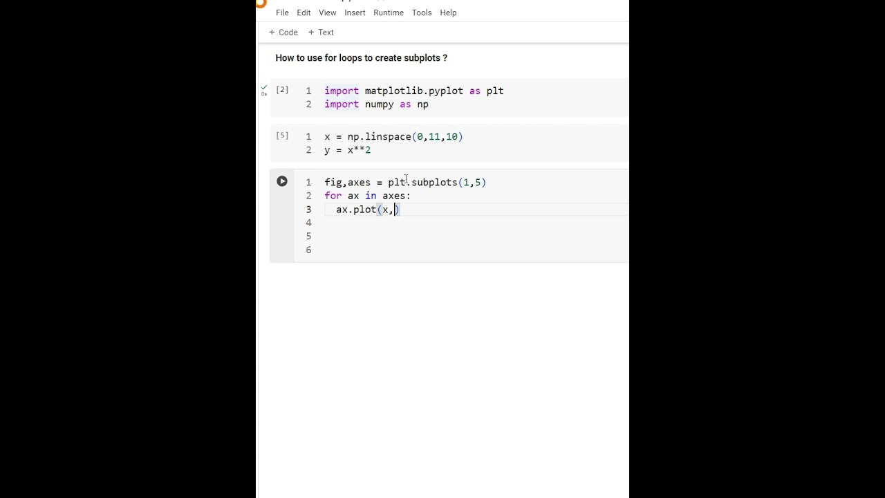 How to create subplots using for loop in matplotlib #matplotlib #python #datascience